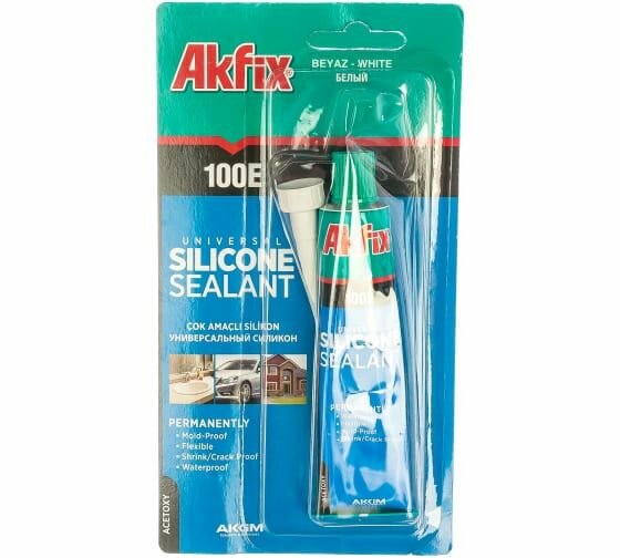Силикон в тубах 50 мл. Белый (Блистер) Akfix 100E SA112