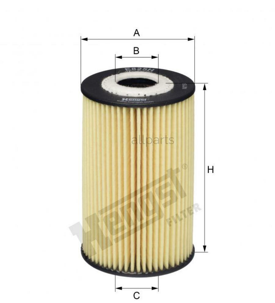 HENGST FILTER E825HD265 Фильтр масляный HYUNDAI: I20 08-, I30 07-, I30 CW 08-, I40 CW 11-, IX20 10-\ KIA: PRO CEE'D 08-, RIO III 11-, SOUL 09-, VENGA 10-