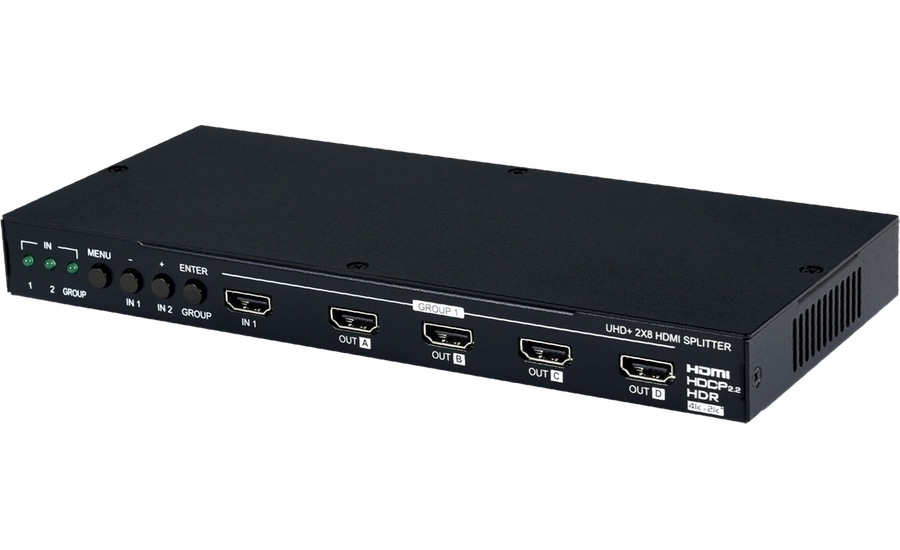 Cypress CPLUS-V8PT- Усилитель-распределитель 2:8 (2х1:4) сигналов HDMI 3D, 4096x2160/60 (4:4:4) с HDCP 1.4, 2.2, HDR, CEC и редактором EDID