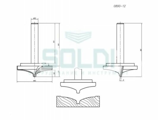 Фреза 00890-12 d 12mm TCT