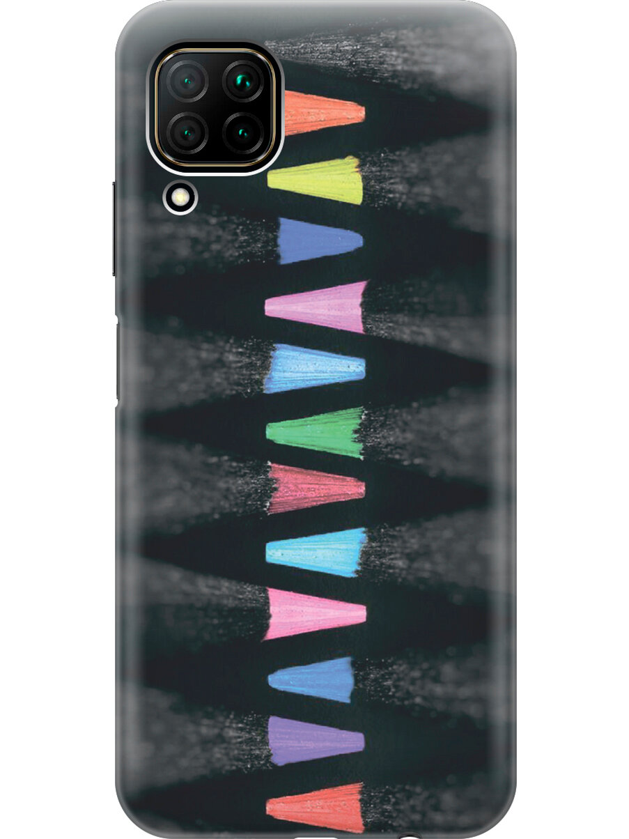 Силиконовый чехол на Huawei P40 Lite, Хуавей П40 Лайт с принтом "Разноцветные карандаши"