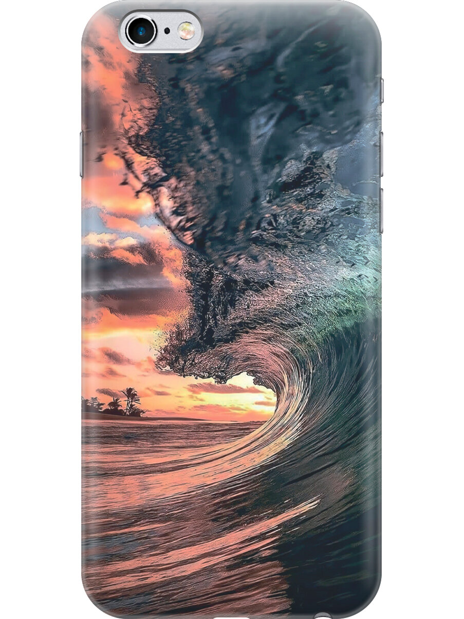 Силиконовый чехол на Apple iPhone 6s / 6 / Эпл Айфон 6 / 6с с рисунком "Волна на закате"