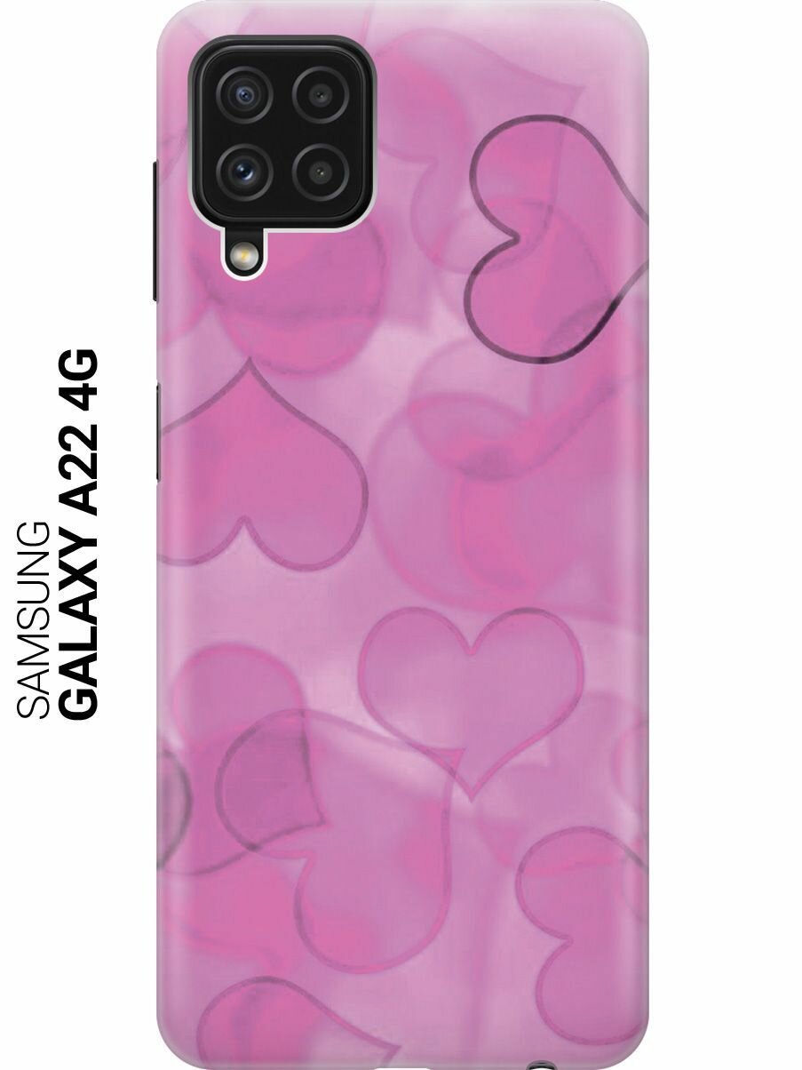Силиконовый чехол на Samsung Galaxy A22, M32, M22, Самсунг А22, М32, М22 с принтом "Розовые сердечки"