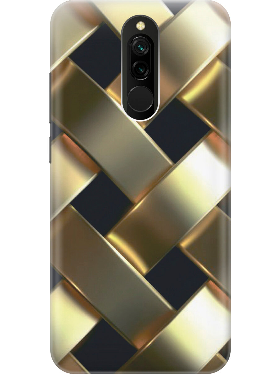 Силиконовый чехол на Xiaomi Redmi 8, Сяоми Редми 8 с эффектом блеска "Золотистое плетение"