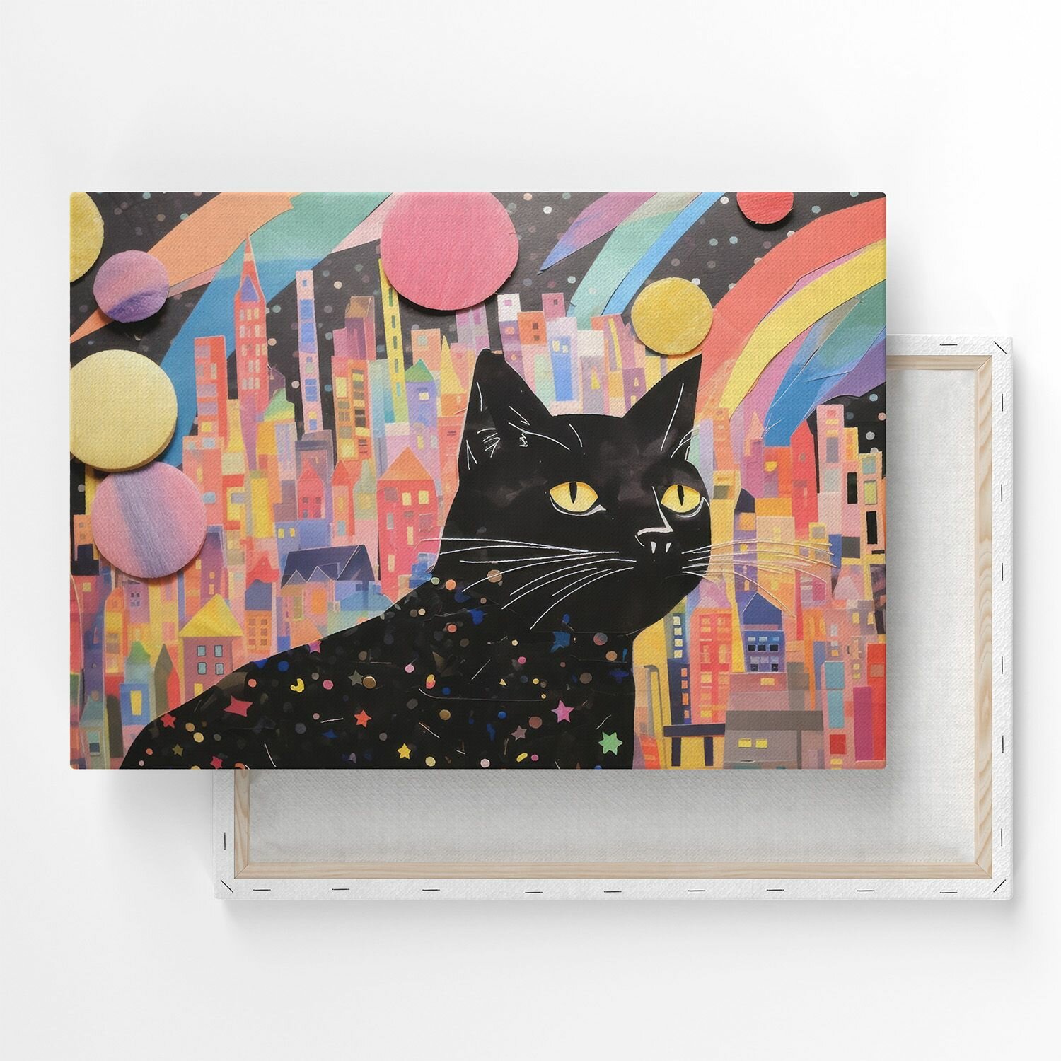 Картина на холсте, репродукция / Абстракция - Чёрный кот / Размер 80 x 106 см