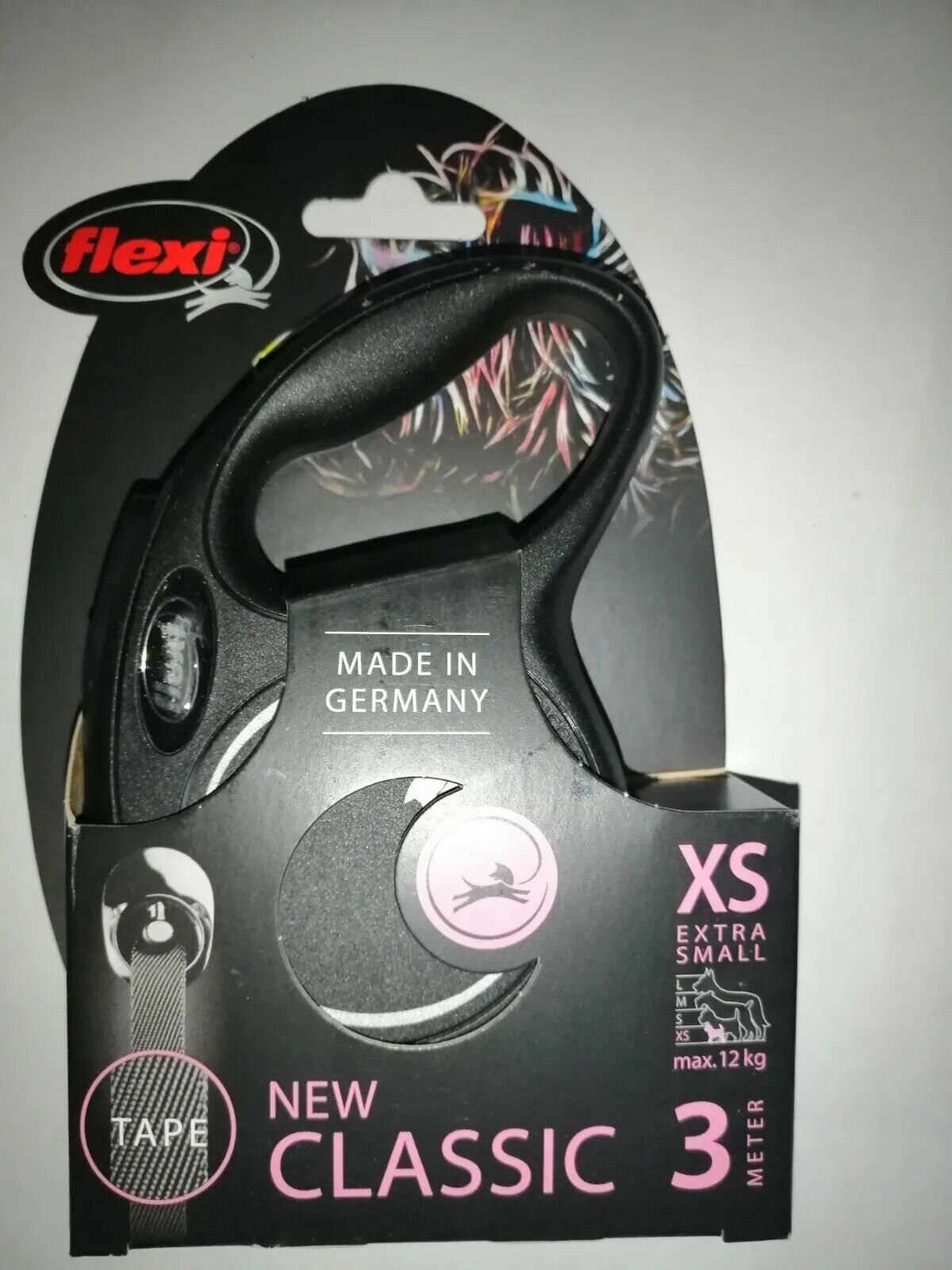 Flexi Поводок-рулетка New Classic XS (до 12 кг) 3 м лента черная