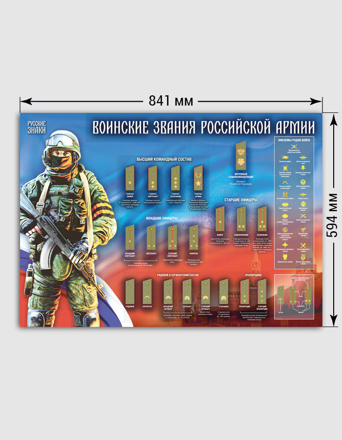 Плакат Большой "Воинские Звания"