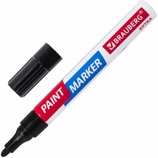 Маркер-краска Brauberg лаковый EXTRA (paint marker) 4 мм, черный, улучшенная нитро-основа,