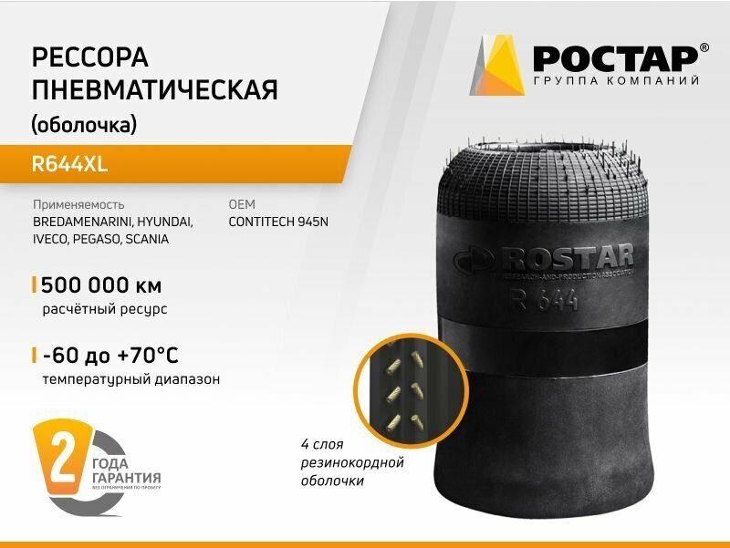 Рессора пневматическая (оболочка) R644XL (945N)