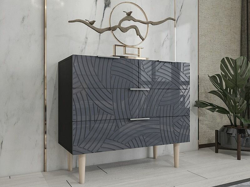 Комод для вещей "Йорк 11" 80х80х40, черный / графит глянец