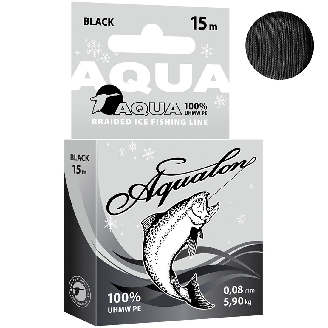 Плетеный шнур для рыбалки AQUA Aqualon Black зимний 0,08mm 15m