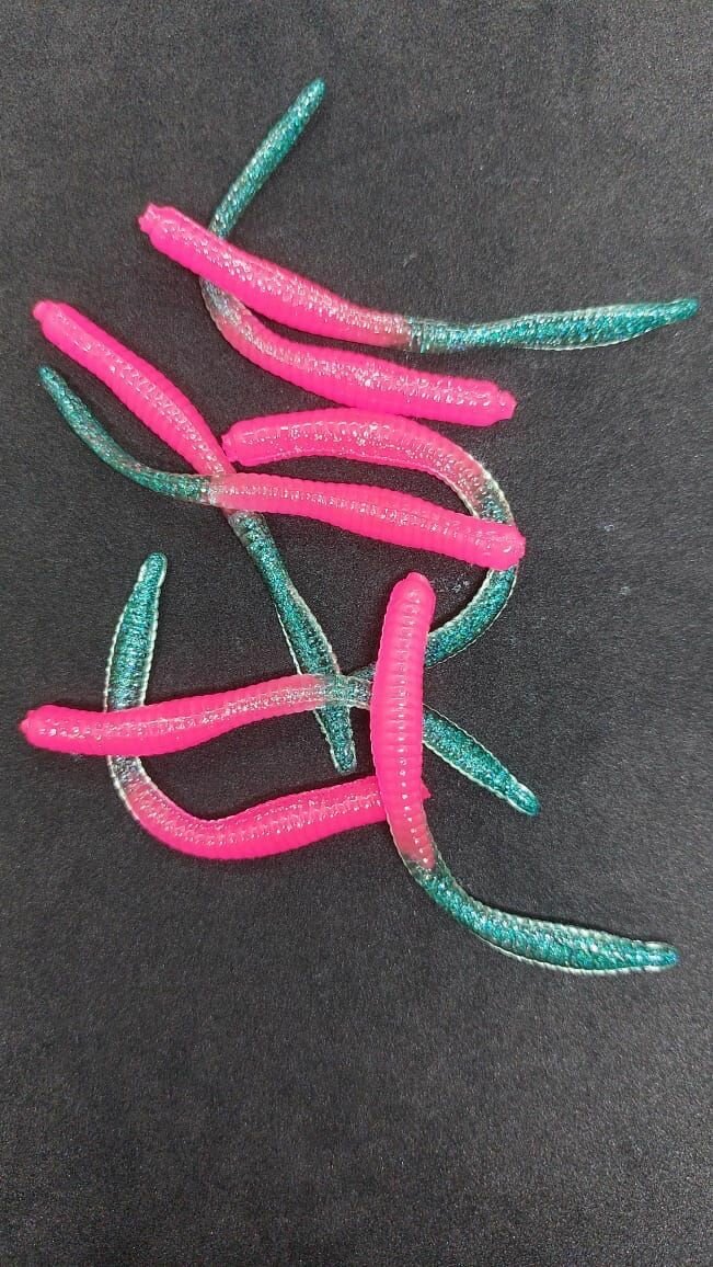 Силиконовые сьедобные приманки "Бобровый хвост". цвет Розовый-бирюза