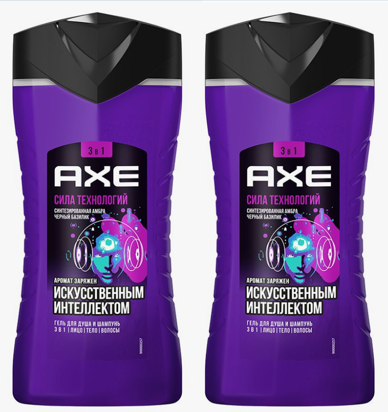 Гель для душа Axe Сила Технологий, 3 в 1, 250 мл, 2 шт