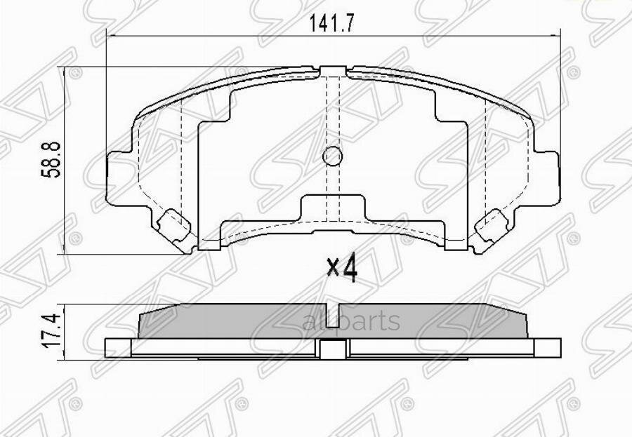 SAT ST-D1M60-JE00A Колодки тормозные (Спереди) Nissan Juke 10-14 / Qashqai 06-13