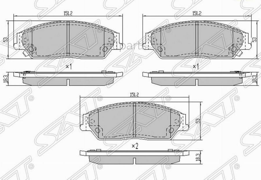 SAT ST-04465-06090 Колодки тормозные (Спереди) Toyota Camry (XV40, XV50) 01-18 / Camry UAE/USA 06-17