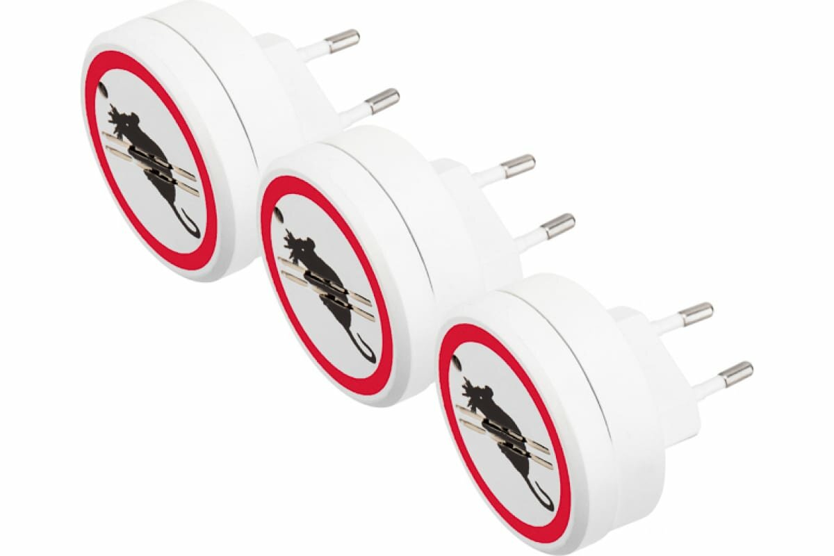 Ультразвуковые отпугиватели грызунов REXANT 220 В 3 шт в наборе