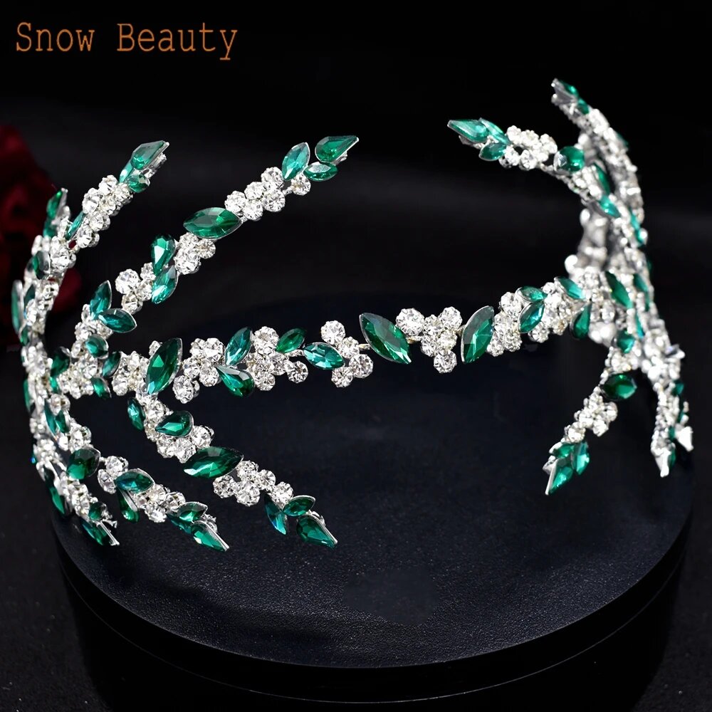 Изумрудная тиара Snow Beauty из хрусталя и тибетского серебра