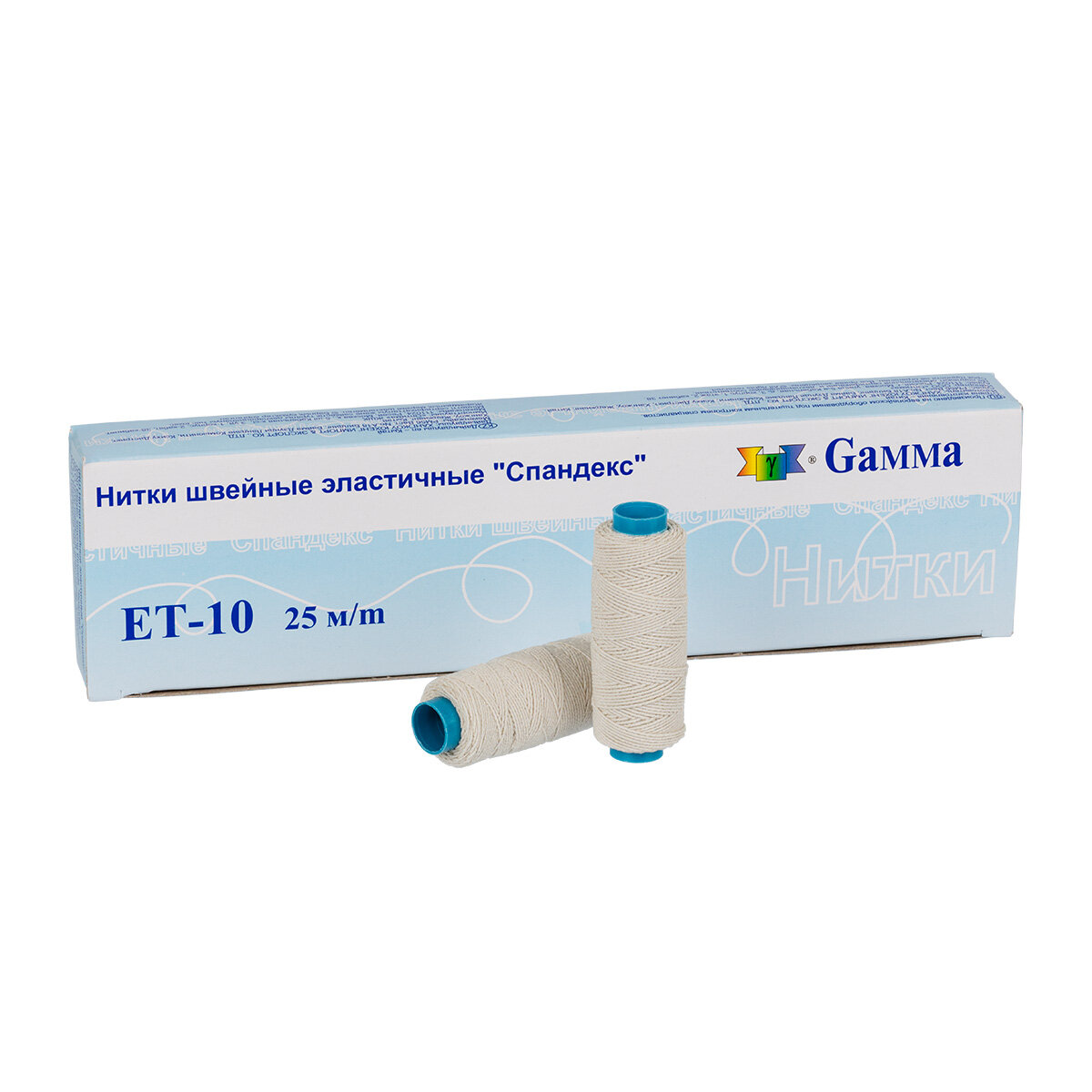 Нитки Gamma спандекс цв. ET-10-ED44 60% латекс, 40% полиэстер 25 м 27 я цвет №453 кремовый