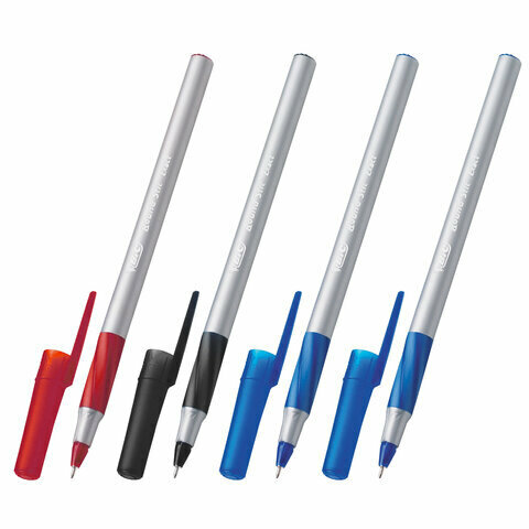 Ручки шариковые с грипом BIC "Round Stic Exact", набор 4 шт./3 цвета (синий, черный, красный), линия письма 0,32 мм, блистер, 932858