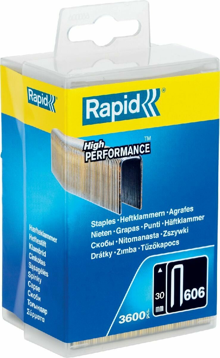 Закаленные супертвердые гвозди RAPID тип 606 узкие 30 мм 4000 шт оцинкованная сталь толщина 11 мм длина ножек 18 мм ширина спинки 6 мм