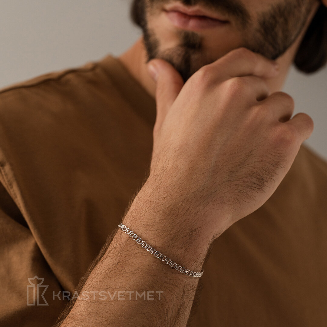Браслет-цепочка, серебро, 925 проба, родирование