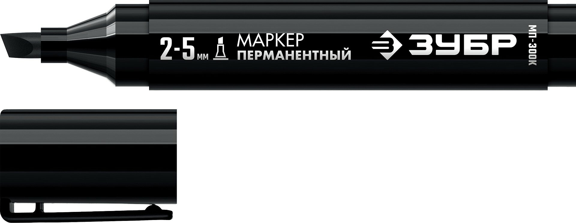 Маркер ЗУБР МП-300К черный, 2-5мм, клиновидн перманентный (06323-2)