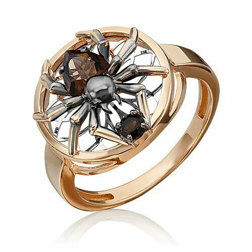 Кольцо, комбинированное золото, 585 проба, родирование, раухтопаз