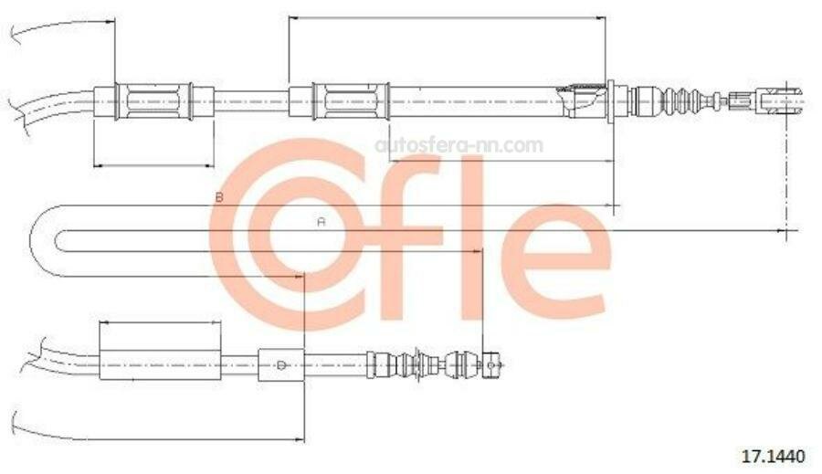 COFLE 92171440 Трос стояночного тормоза TOYOTA: COROLLA E11 99-01 1435/1182 mm