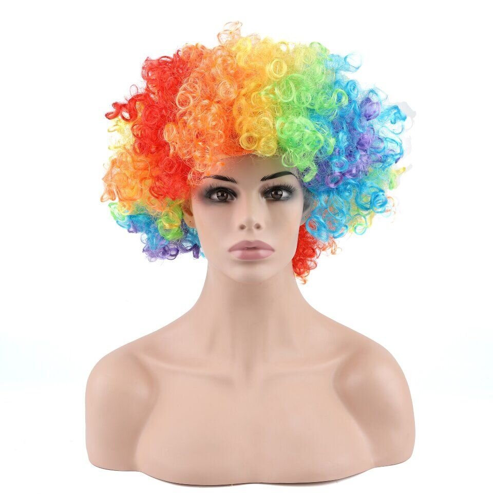 Парик карнавальный, 120 гр, Кудряшки, Радужный, 1 шт.