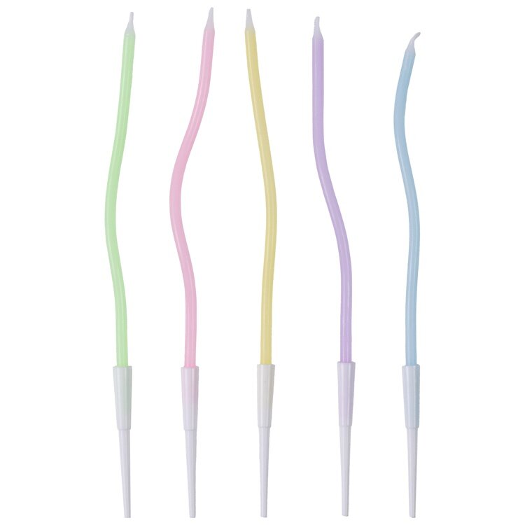 Свечи Волна Пастель с подставкой, 13 см, 12 штук