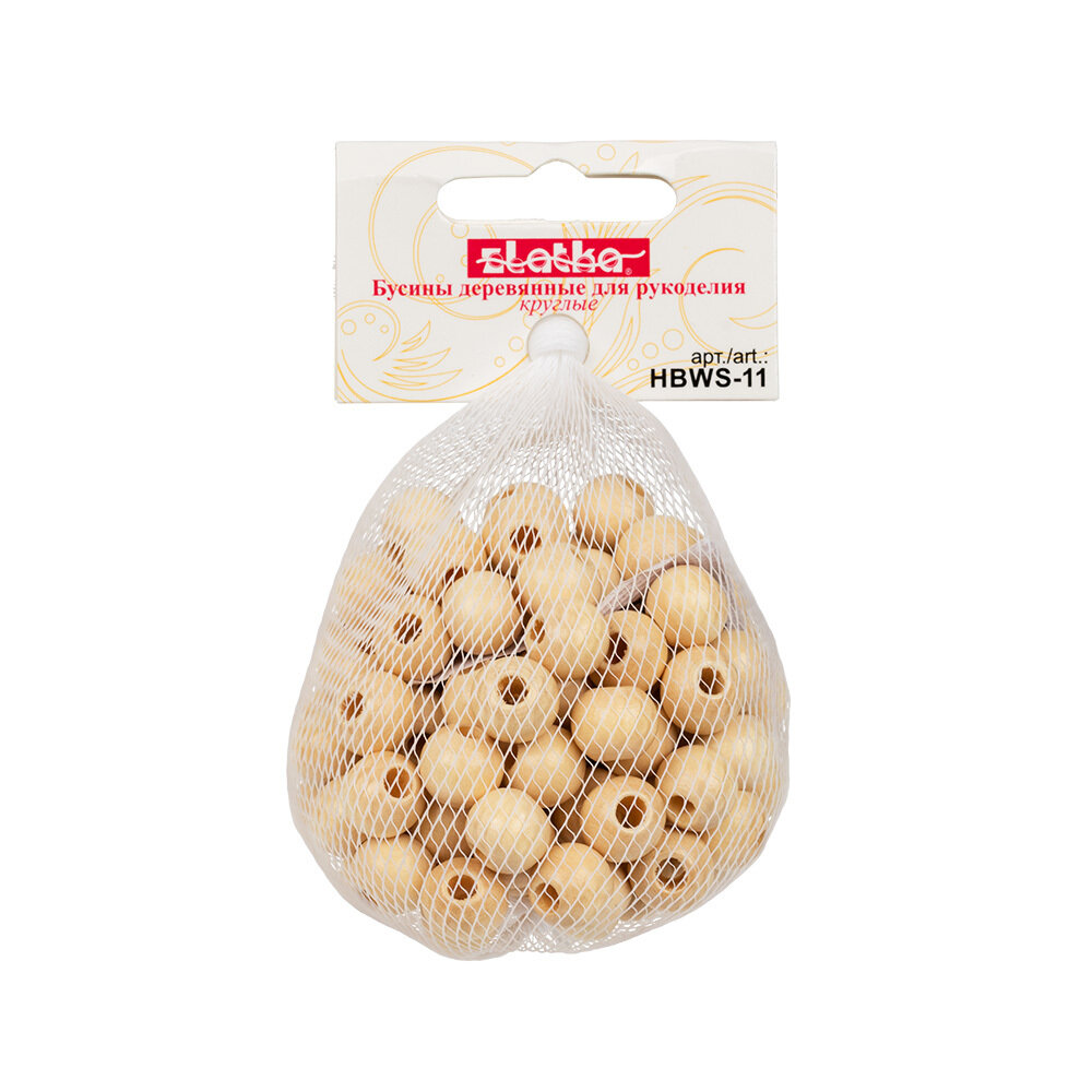 Бусины деревянные для рукоделия Zlatka HBWS-11 10 мм 10 уп по 100 шт св. дерево