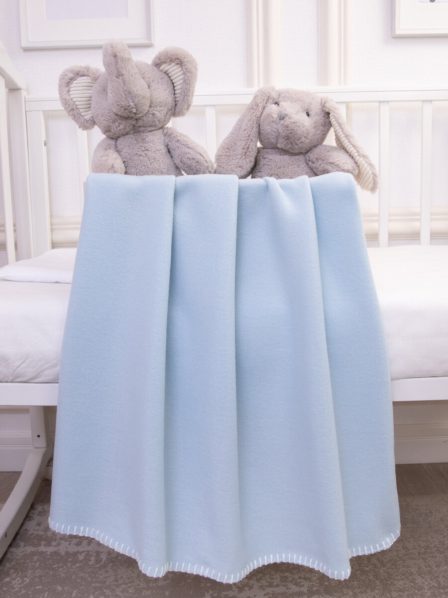 Плед флисовый 80х110 для новорожденного на кровать, Tessolo Home, голубой