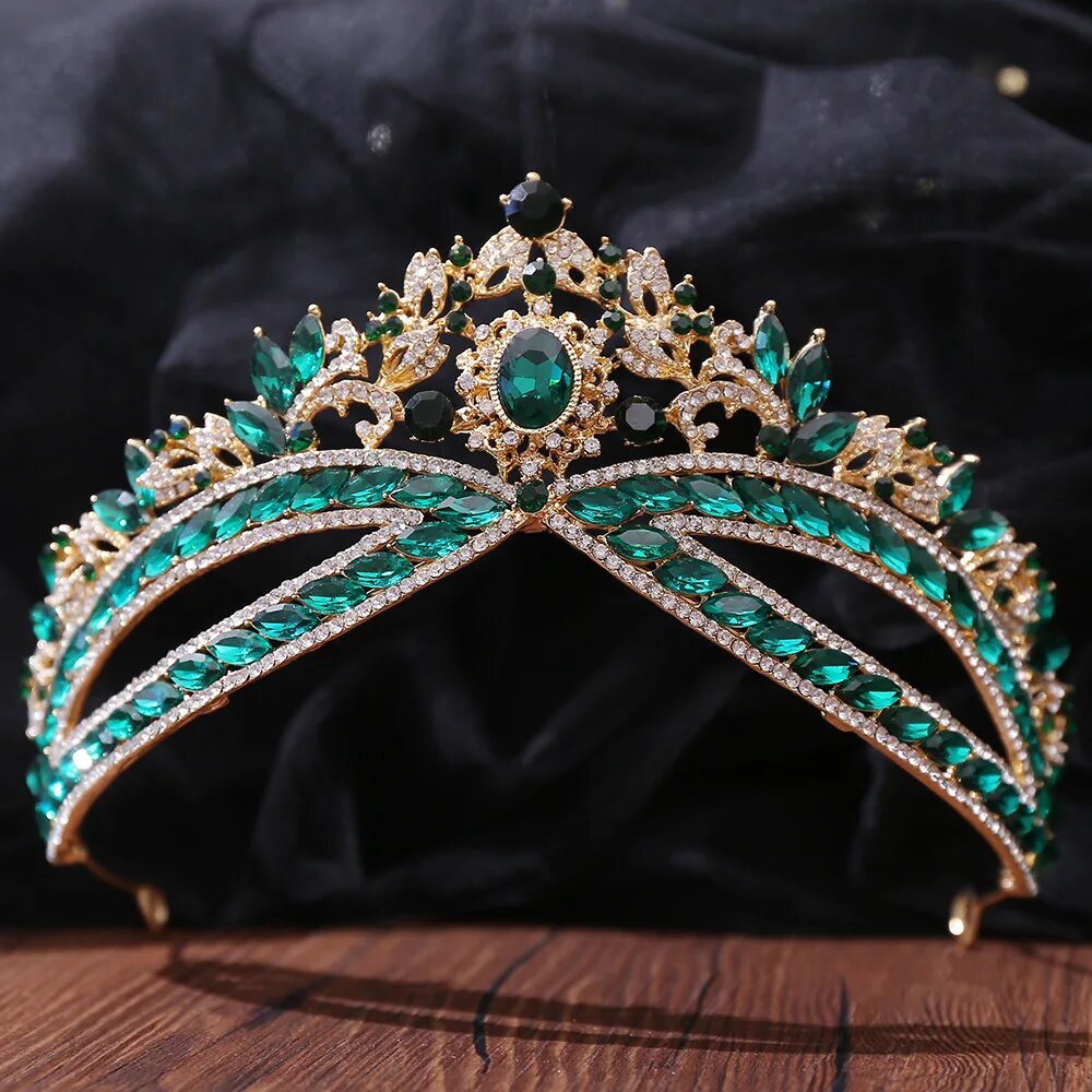Зеленая кристалльная корона Style D Gold Green