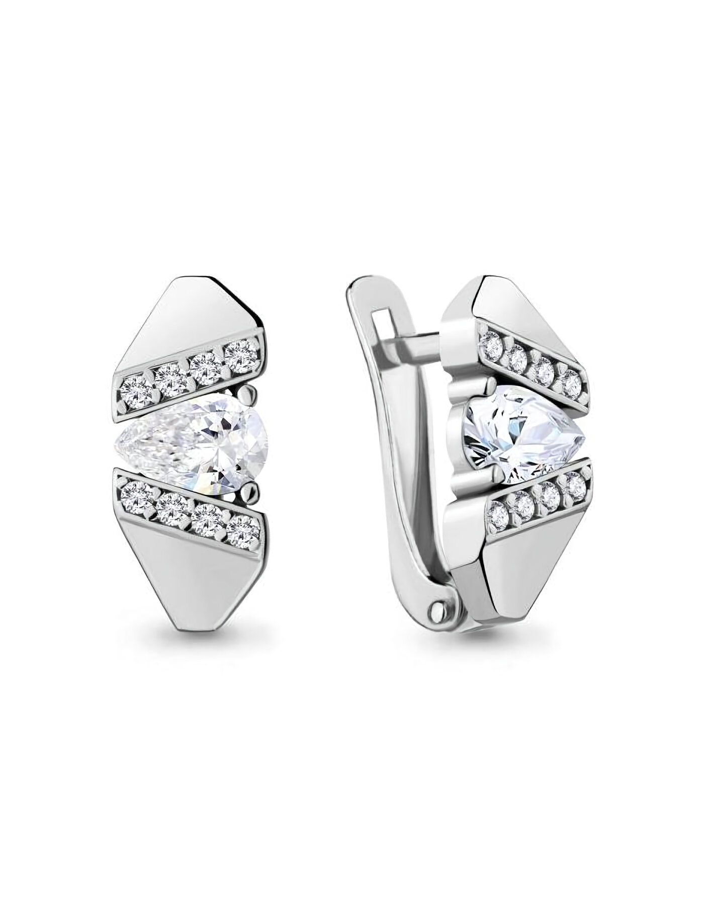 Серьги, серебро, 925 проба, родирование, фианит