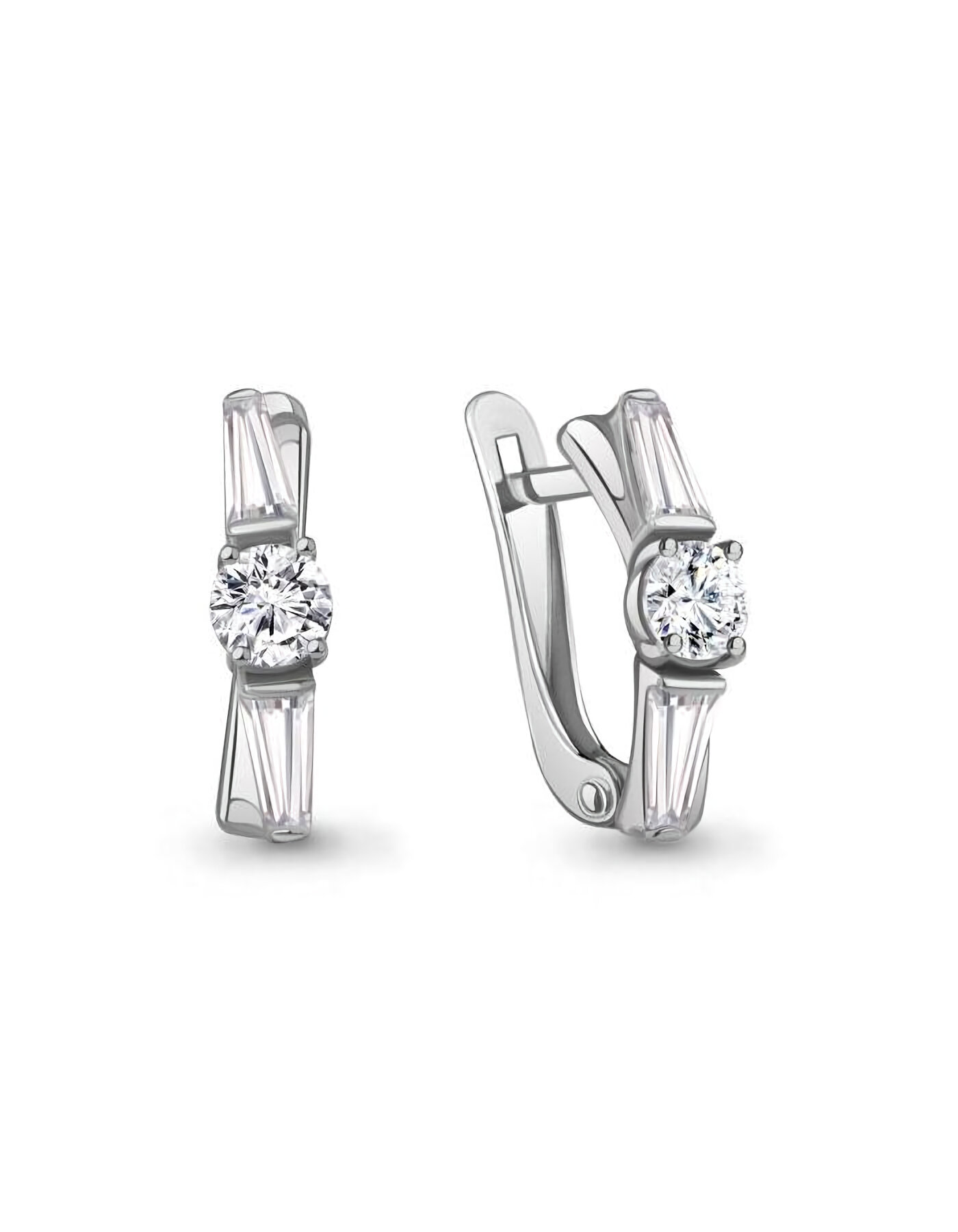 Серьги, серебро, 925 проба, родирование, фианит