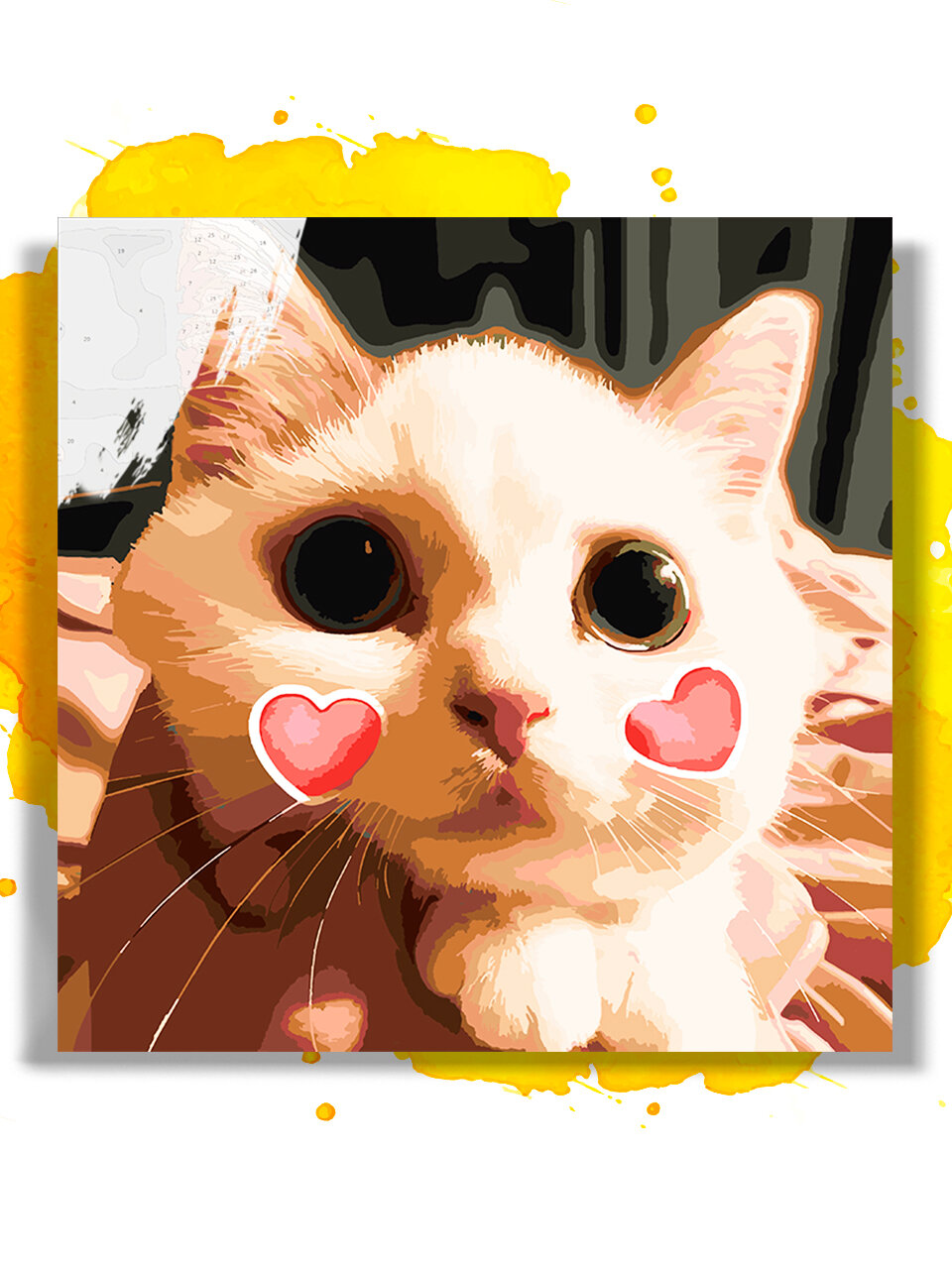 Картина по номерам на холсте Котик Сердечки на щечках, 40 х 40 см