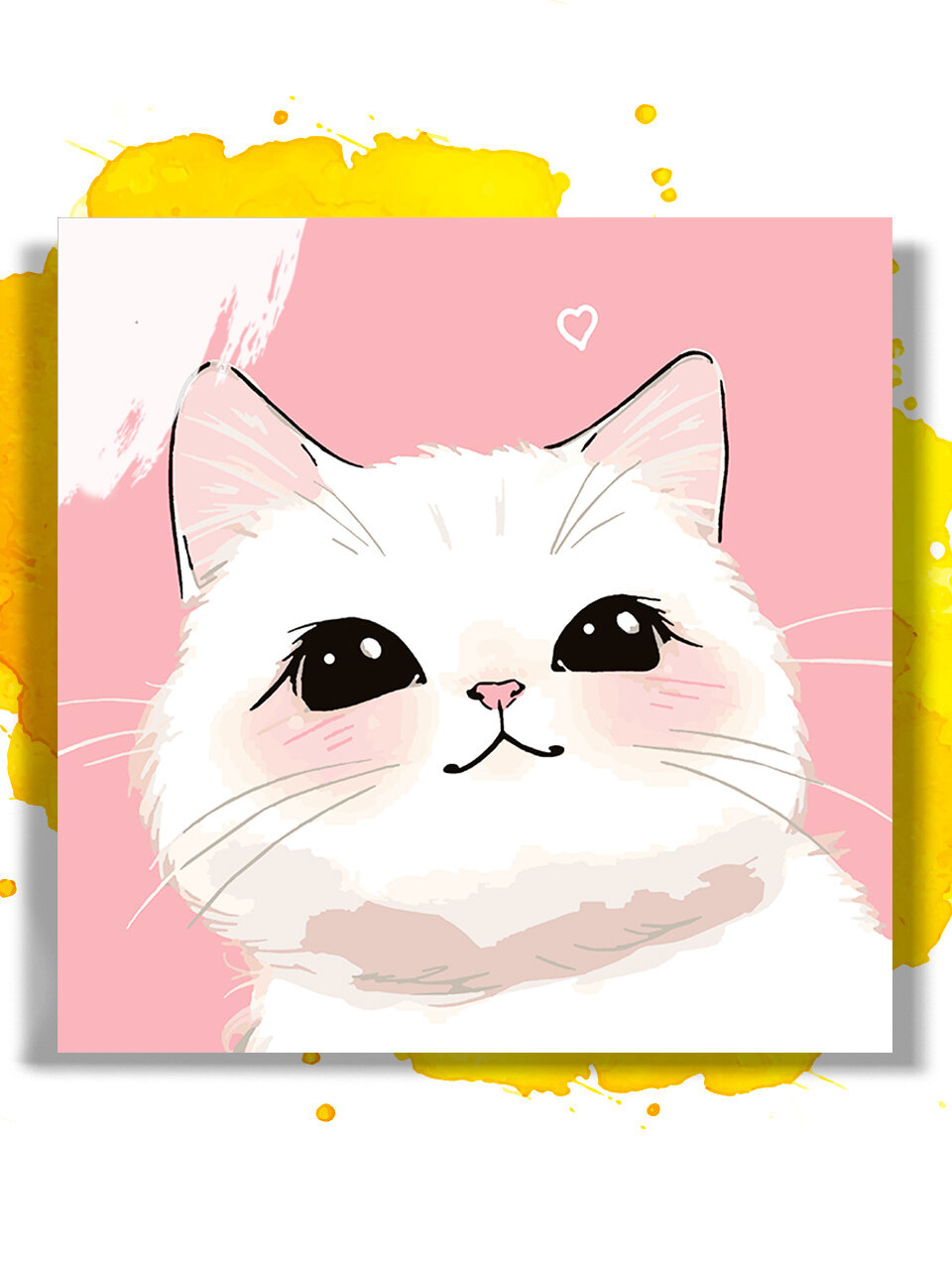 Картина по номерам на холсте Белый котик влюблен 2, 40 х 40 см