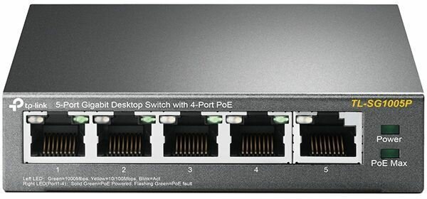 Коммутатор TP-Link TL-SG1005P неуправляемый, 5x10/100/1000BASE-T