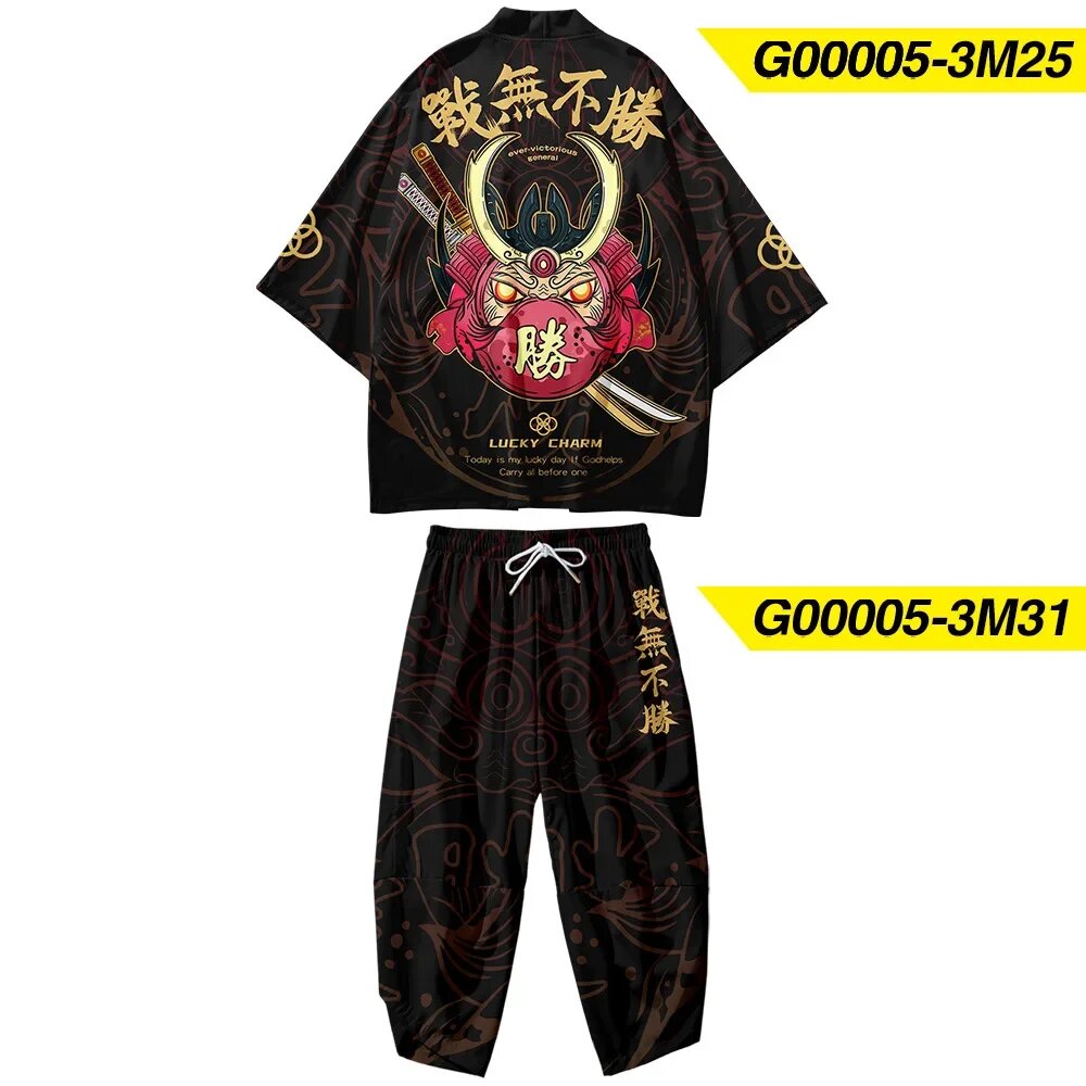 Мужской костюм Харадзюку с принтом самурая, G00005-sets, 5XL