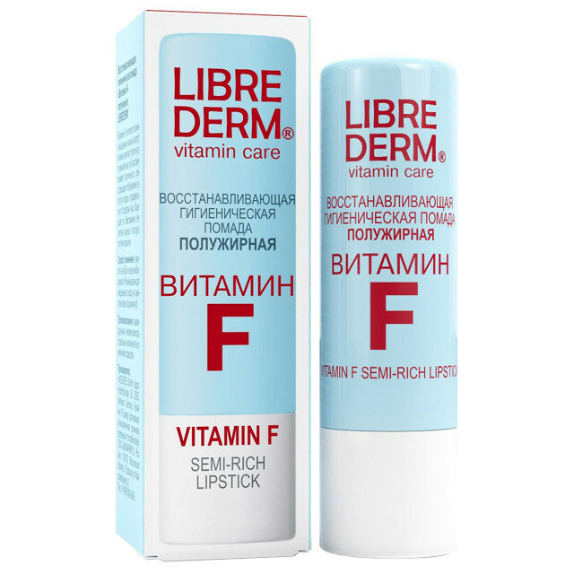 LIBREDERM Витамин F Гигиеническая помада восстанавливающая полужирная 4 г для губ