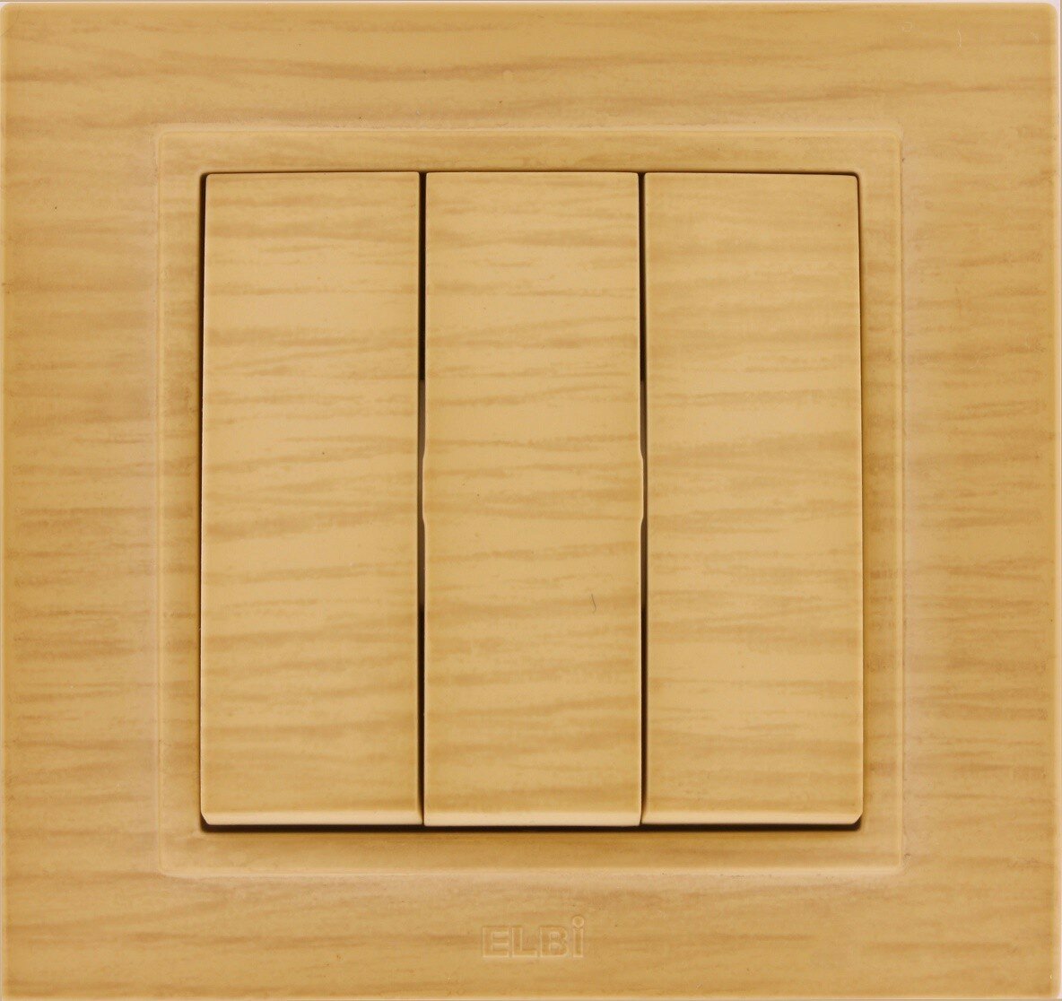 Выключатель EL-BI Zena Vega трехклавишный цвет береза 500-012700-254