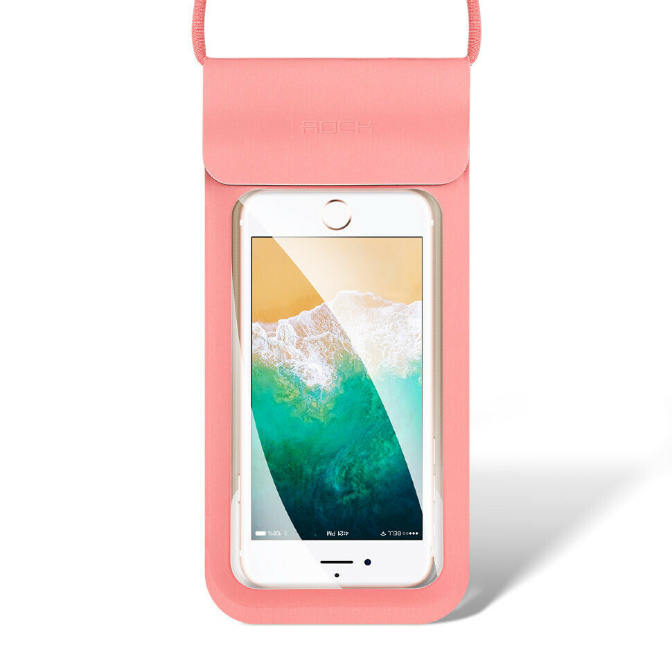 Водонепроницаемый универсальный чехол Rock Waterproof Bag II 4.8-6", розовый