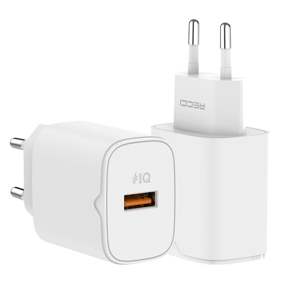 Сетевое зарядное устройство Recci Travel Charger RC51E с чипом Qualcomm, 1U, 18W (QC3.0/QC2.0), Белый