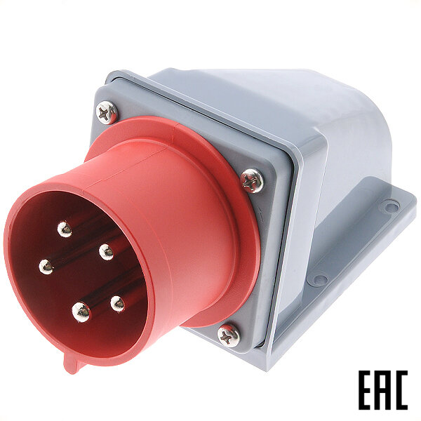 Вилка стационарная ВС-103 26162DEK 32А 380В 3P+PE+N IP44 CEE525-6 DEKraft (2 шт. в наборе)