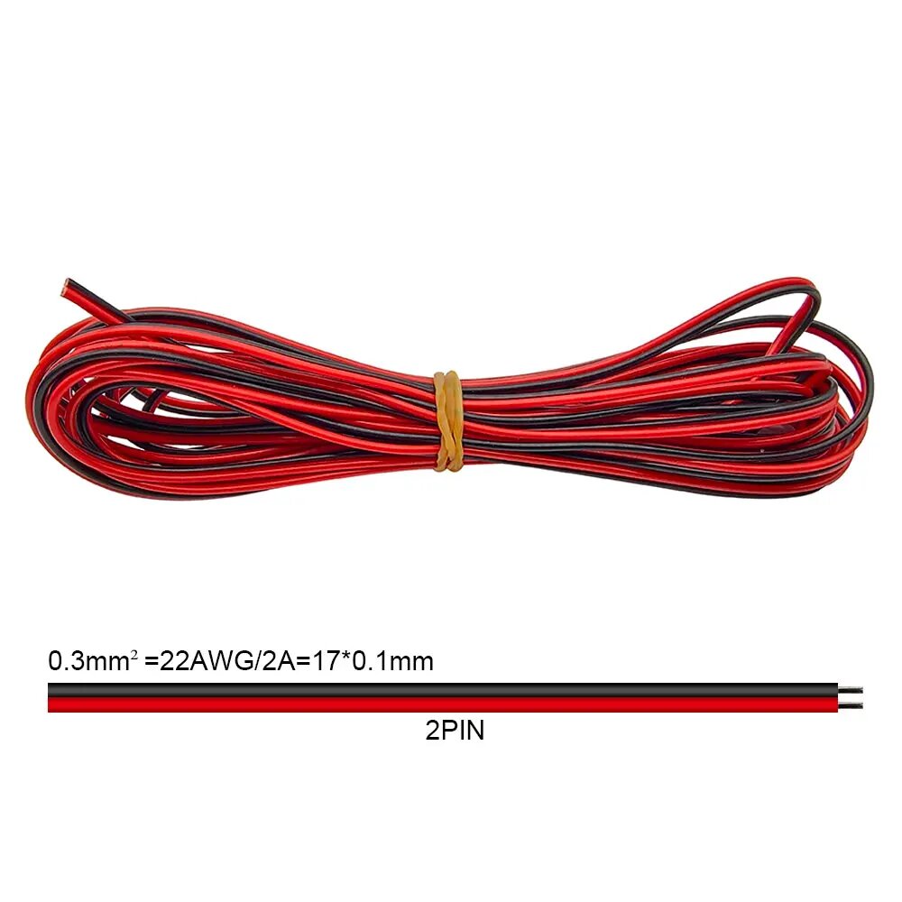 Светодиодный провод 22AWG 3Pin/2Pin/4Pin/5Pin/6Pin 1-100 м 5m, 2Pin Led Wire