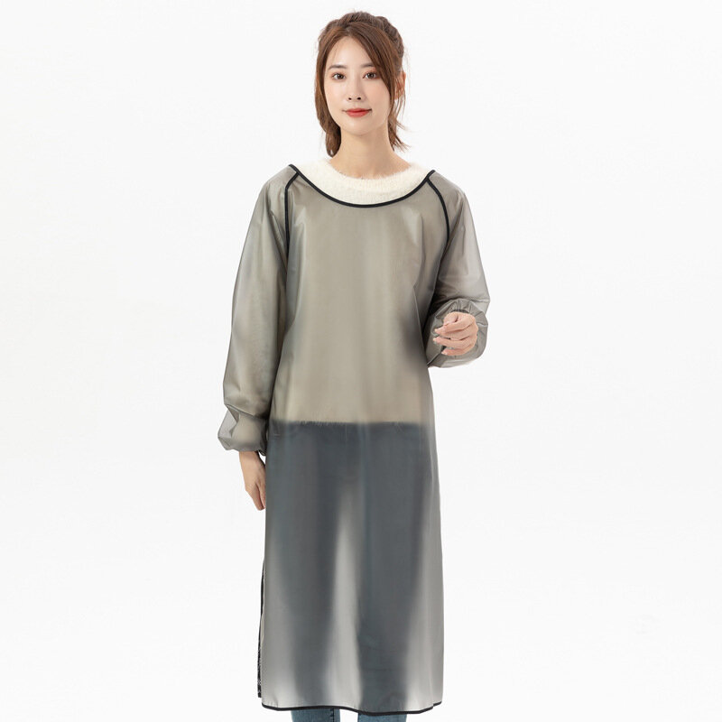 Женский фартук с длинными рукавами для домашней кухни, водонепроницаемый и маслостойкий, двусторонний, в стиле жилета, подходит для нанесения логотипа.