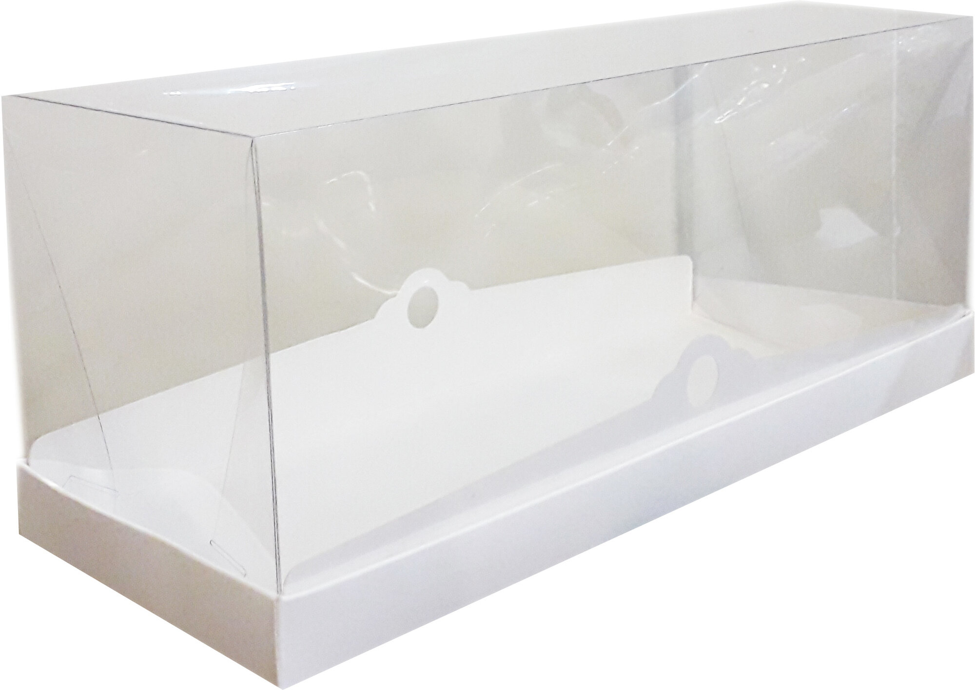 Упаковка для рулета с прозрачной крышкой Белая 31х13х13 см. (Набор из 3 шт.)