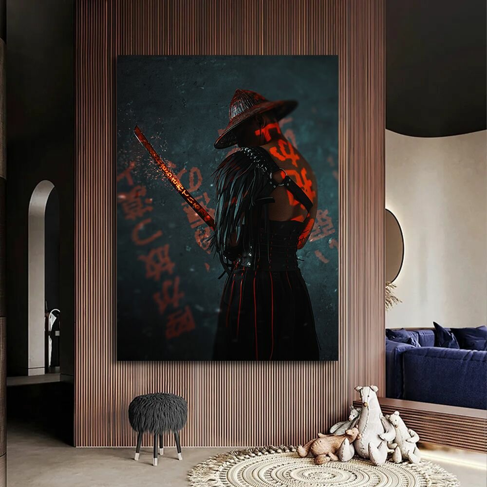 Картина самурай, картина в японском стиле, 30х40 см.