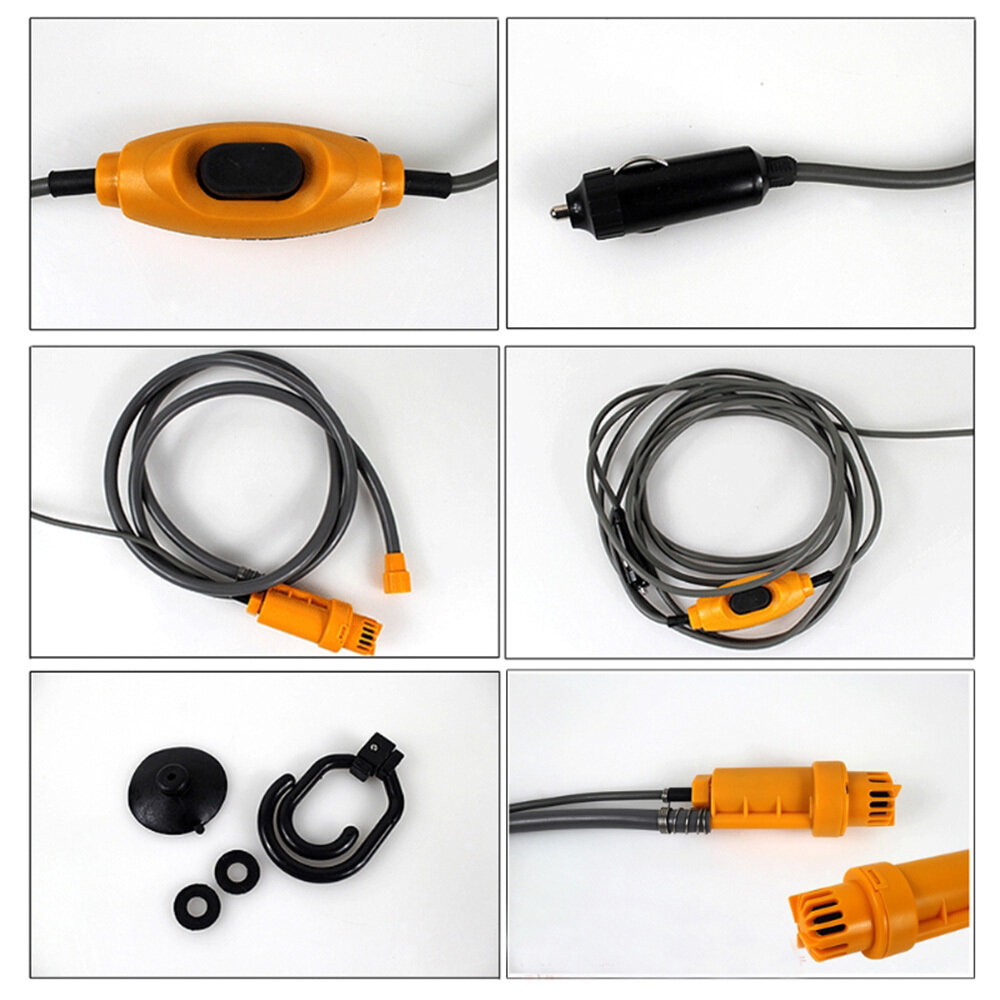 Портативный автомобильный душ-мойщик 12 В - качает воду из ведра в устойчивую, нежную струю душа для кемпинга, путешествий, пляжа, купания домашних животных, купания на открытом воздухе и в помещении