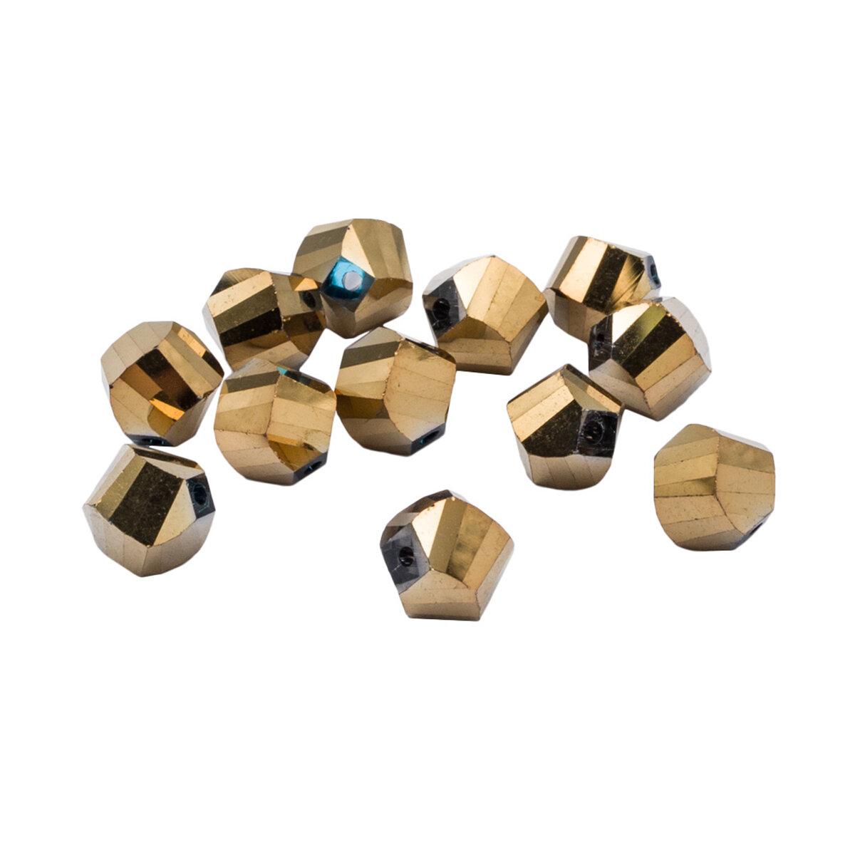 Бусины для рукоделия из цветного стекла гранёные с гальваникой Спираль 10 мм, 12 шт, (3-золото) Astra&Craft (11335)